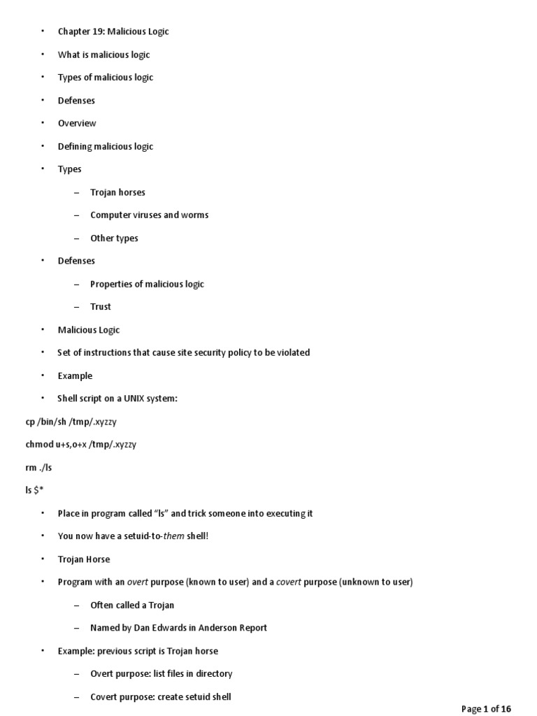 Chapter 19 Malicious Logic | Download Free PDF | Computer Virus | Malware