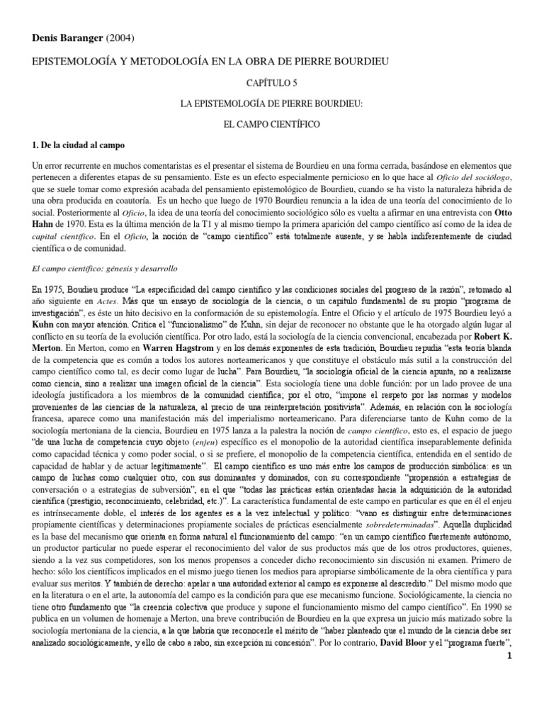 Resumen - Denis Baranger (2004) "Epistemología y Metodología en La Obra ...