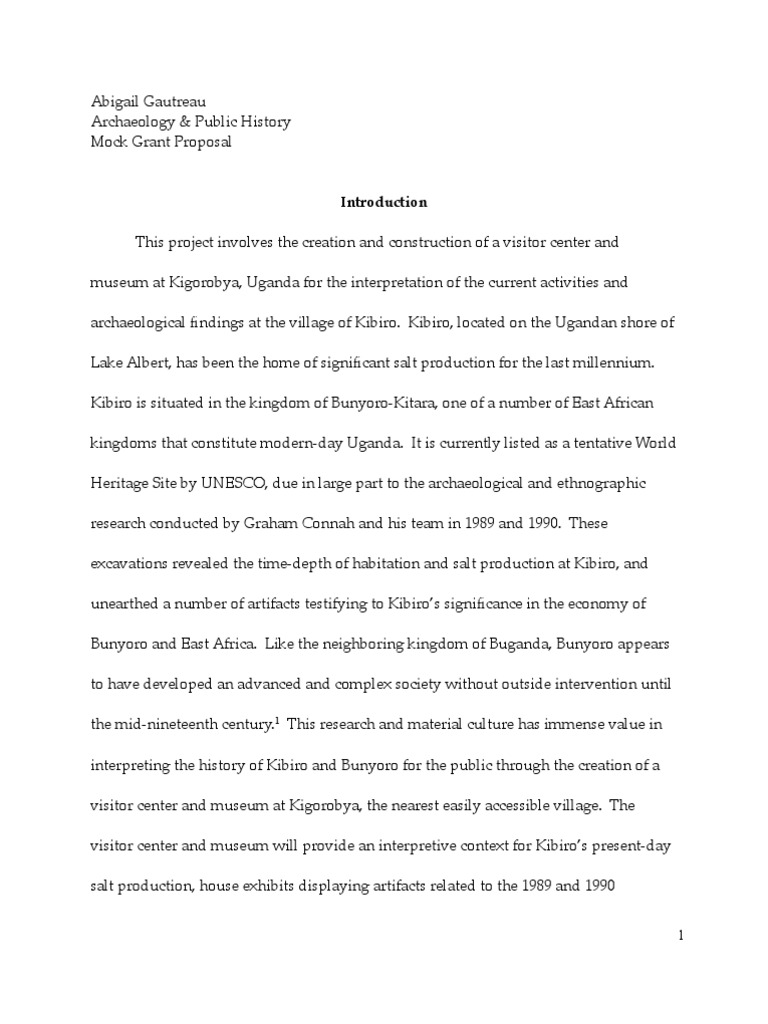 Mock Grant Proposal | Archaeology | Museum