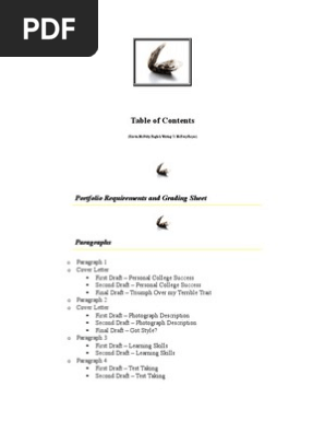 Portfolio Table Of Contents Examples