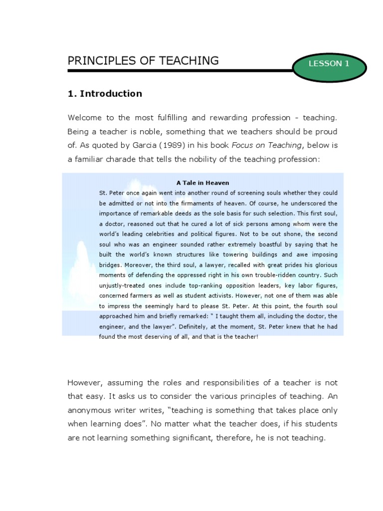 Principles and Strategies of Teaching | PDF | Classroom | Teachers