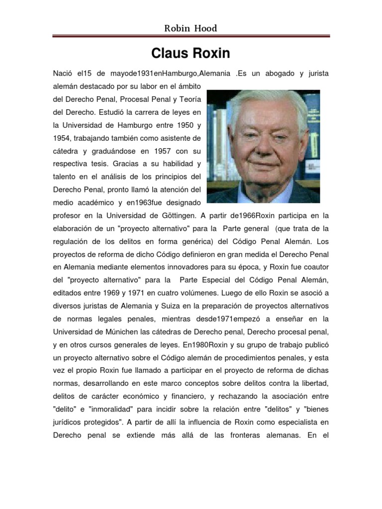 Biografia Claus Roxin | PDF | Gobierno | Justicia
