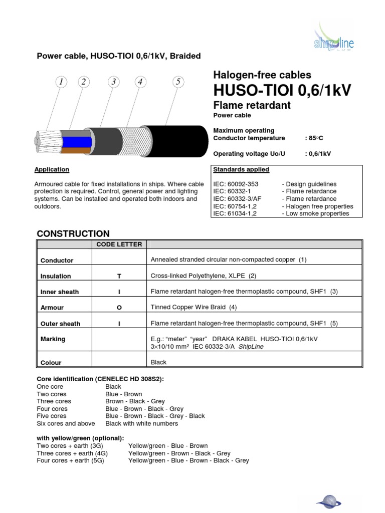 HUSO-TIOI 0.6/1kV Power Cable Specs | PDF | Cable | Engineering