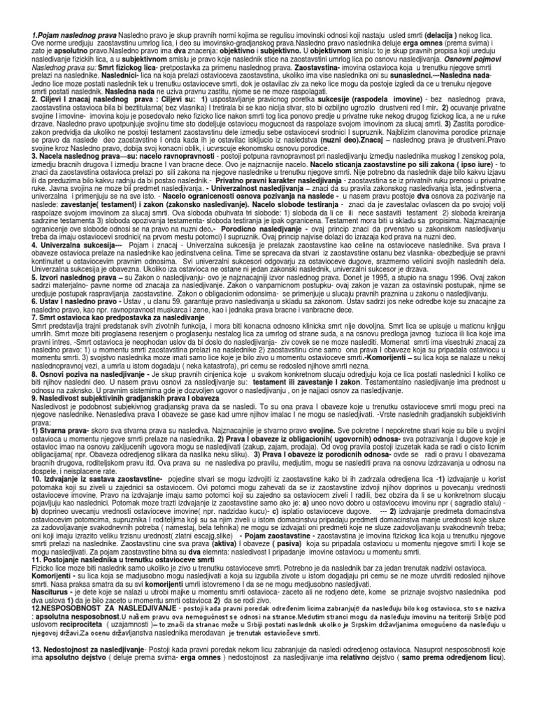 Nasledno Pravo I Kolokvijum-Bilja. | PDF