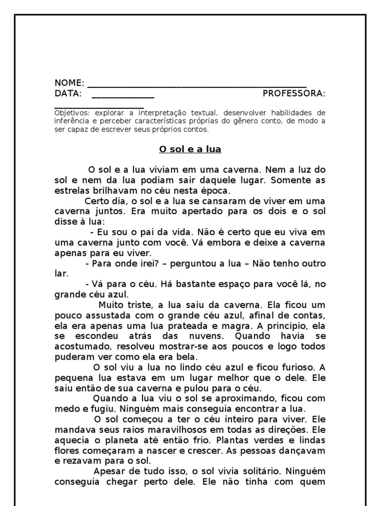 Explorando a interpretação textual através da análise de um conto sobre ...