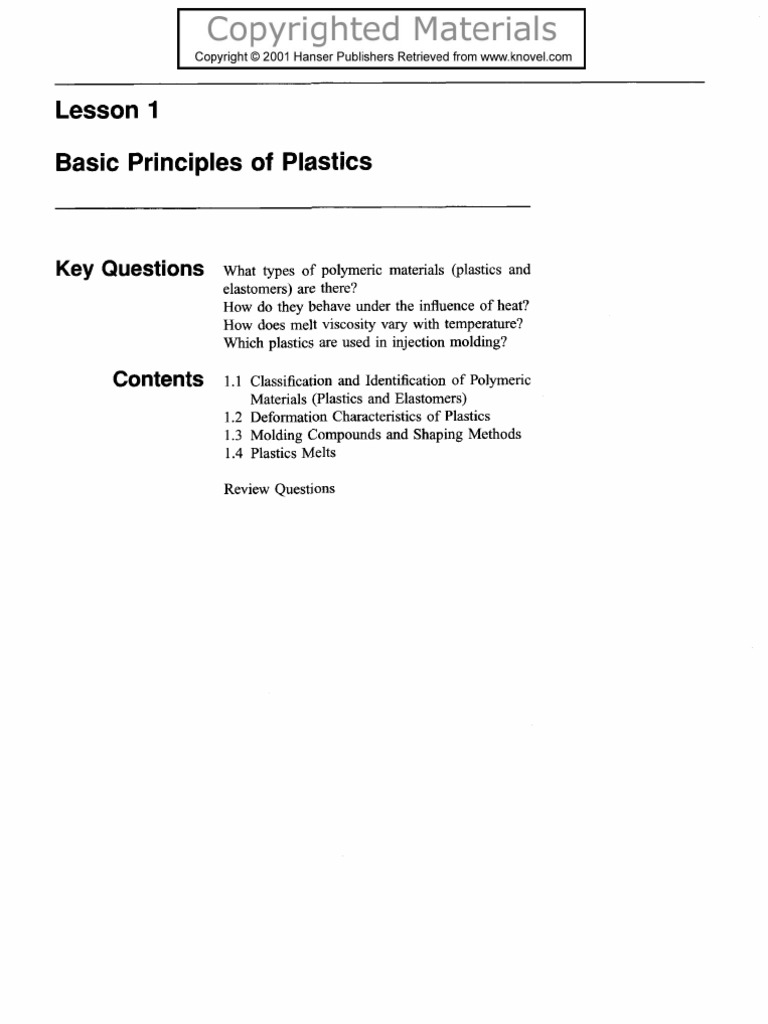 Lesson Basic Principles of Plastics: Key Questions | PDF | Polymers ...