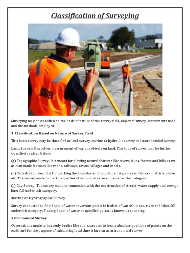 Classification of Surveying | PDF | Surveying | Statistical Classification