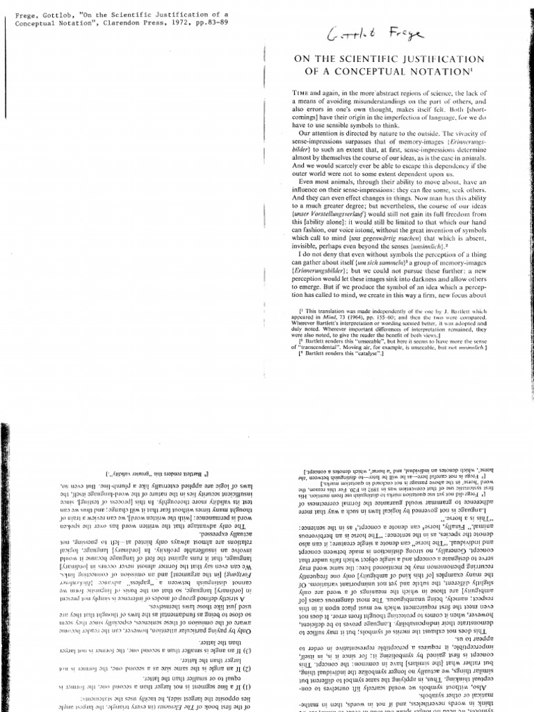 Frege - On The Scientific Justification of A Conceptual Notation | PDF