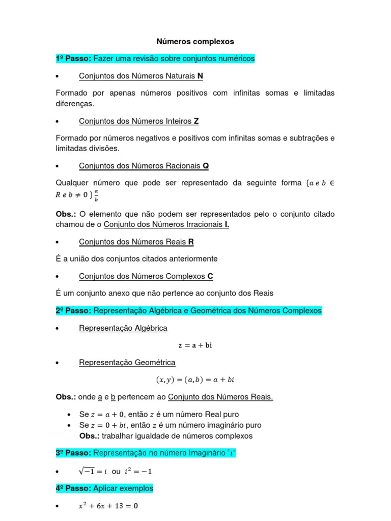 Plano de Aula-Números Complexos | PDF
