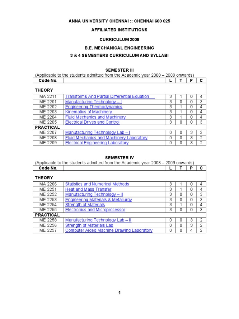 Mechanical Engineering 3rd & 4th Semester Syllabus | Welding | Stress ...