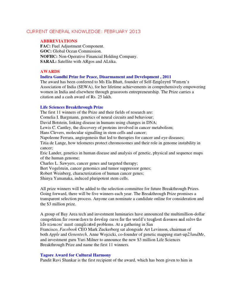 Current General Knowledge | PDF | Curiosity (Rover) | European Central Bank