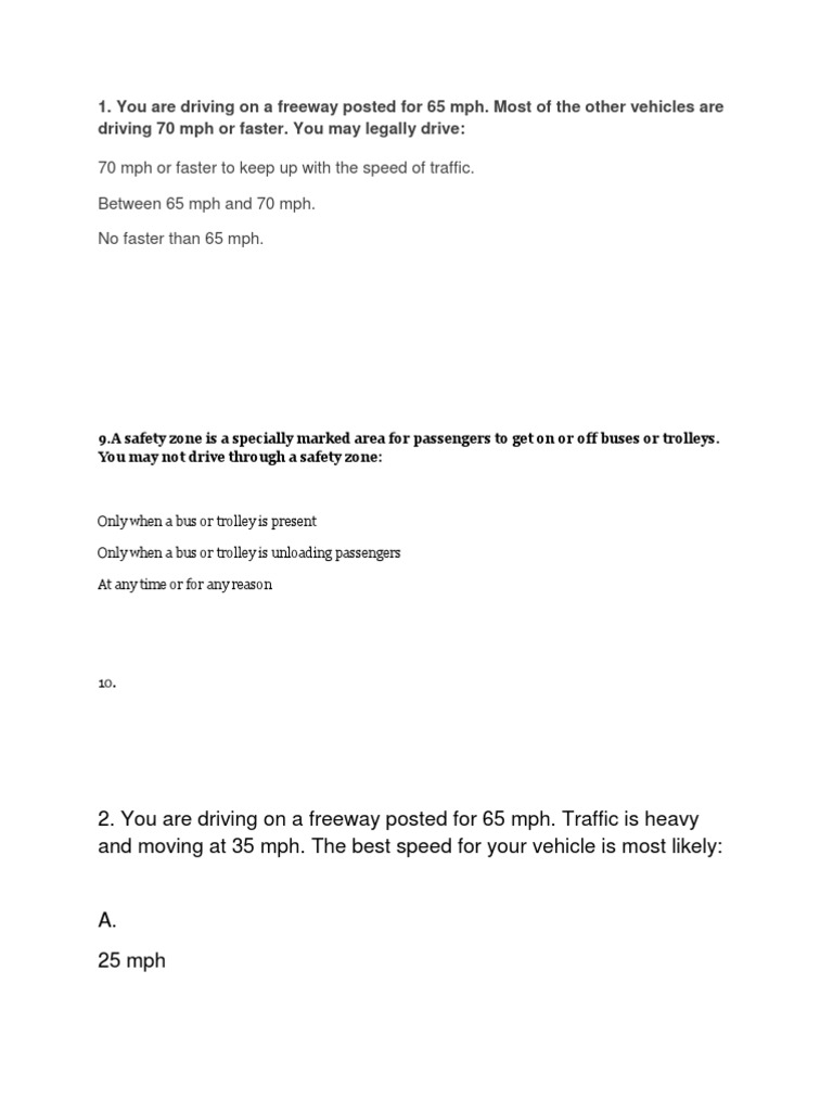 70 MPH or Faster To Keep Up With The Speed of Traffic. Between 65 MPH ...