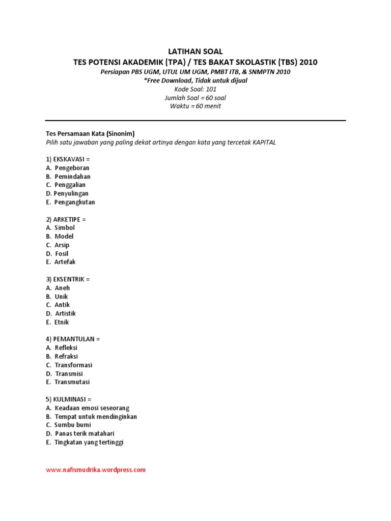 Tpa | PDF | Kajian Bahasa Asing | Sains & Matematika