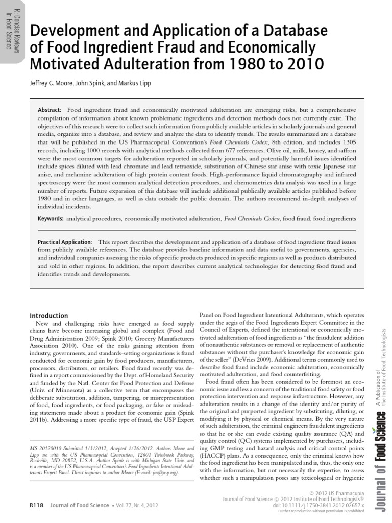 Development and Application of A Database of Food Ingredient Fraud and ...