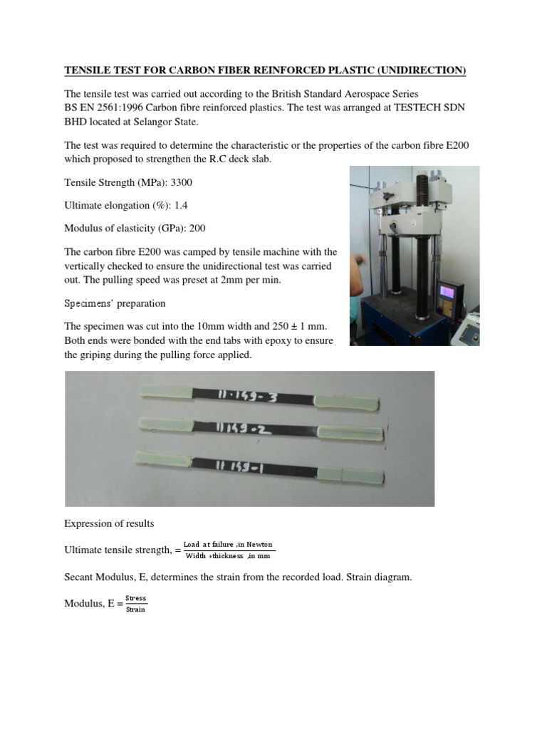 Fibre Carbon - Tensile Test (Unidirection) | PDF | Ultimate Tensile ...