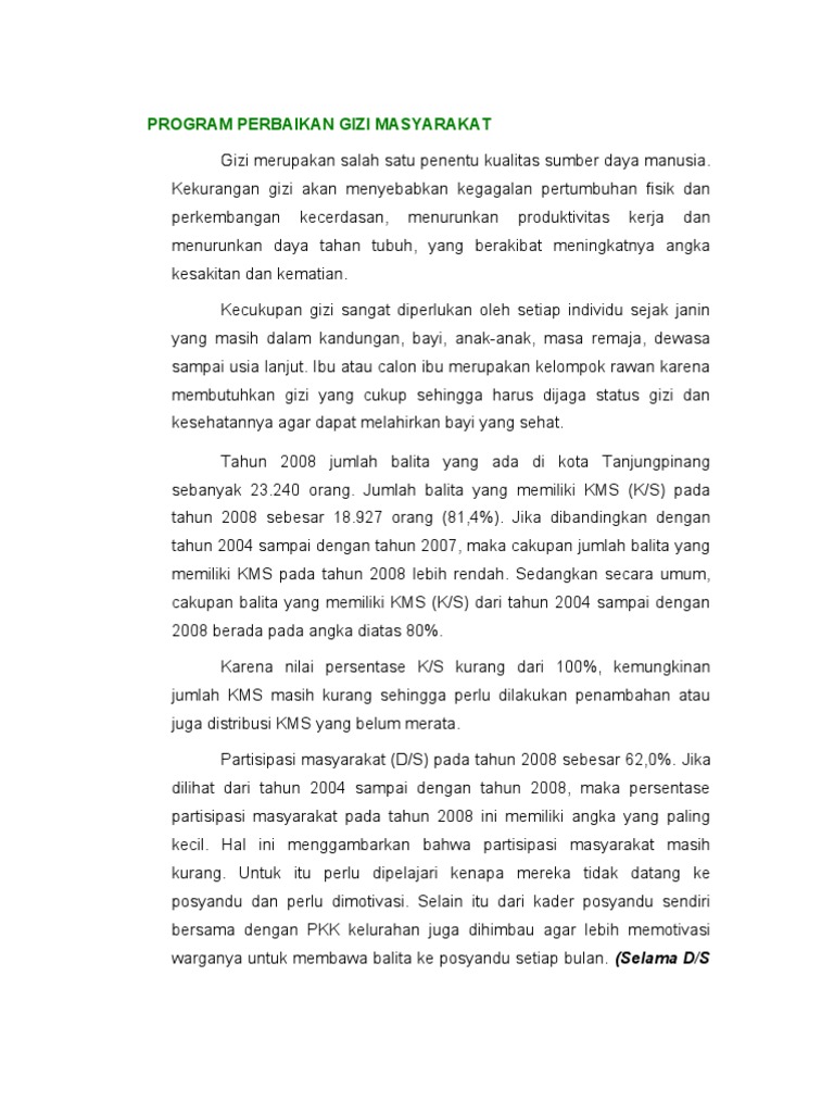 Program Perbaikan Gizi Masyarakat | PDF