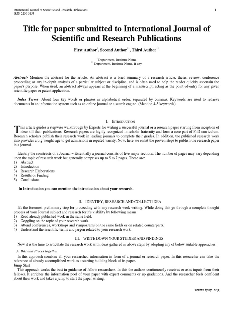 IJSRP Paper Submission Format Single Column | PDF | Abstract (Summary ...