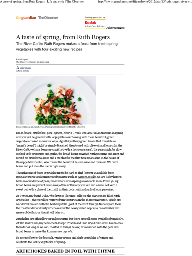 Spring Vegetable Recipes by Ruth Rogers | PDF