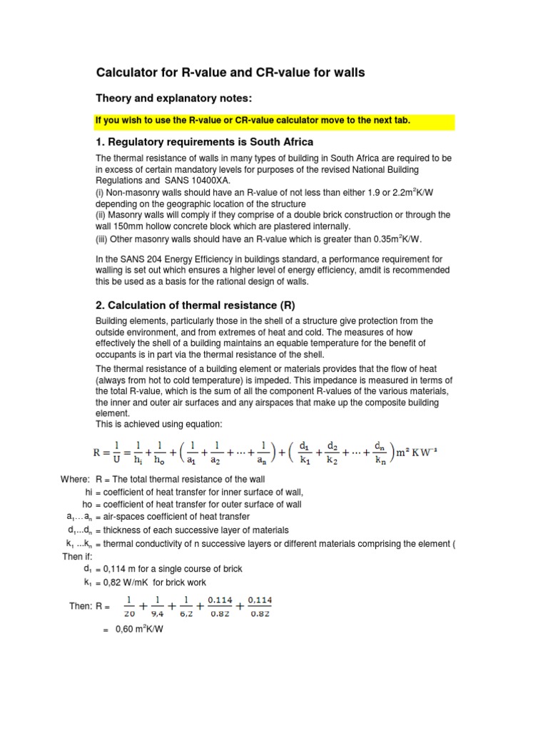 R-Value and CR Value Spreadsheet (Ver11) | PDF | Heat Capacity | Heat