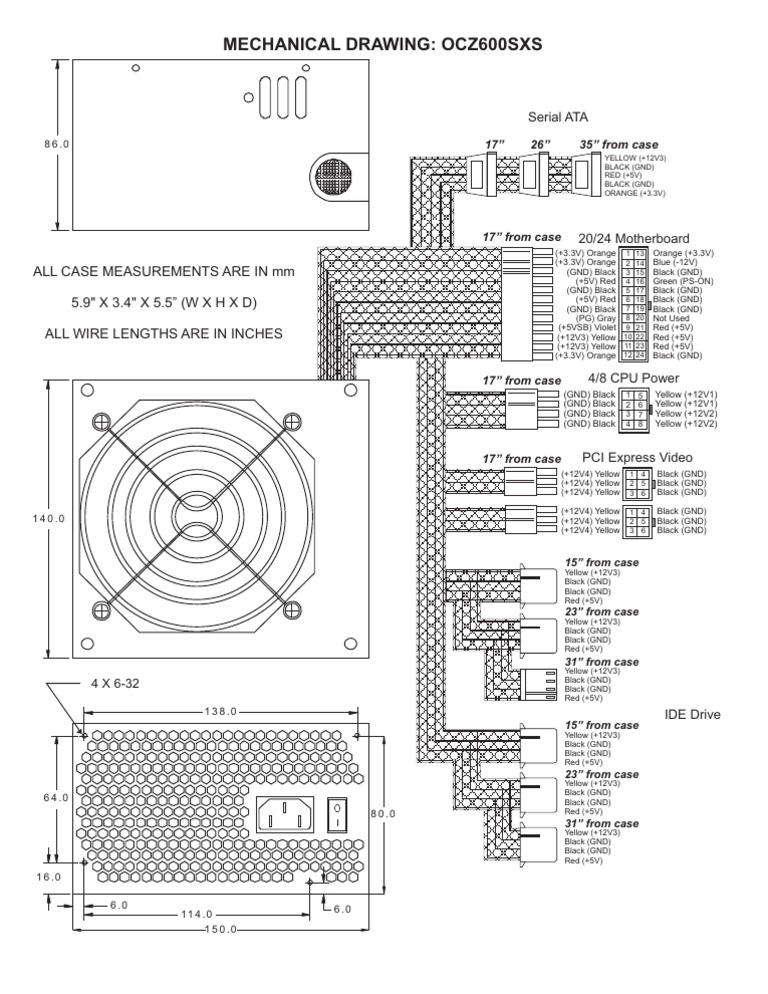 Mechanical Drawing: Ocz600Sxs: Serial ATA | PDF