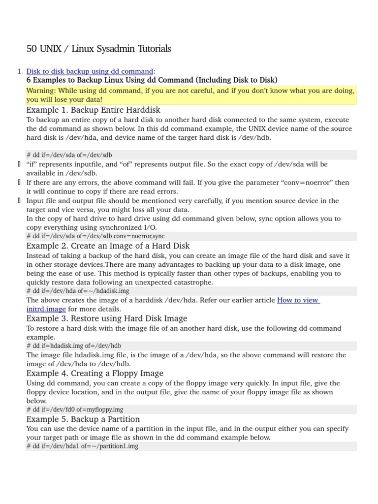 An In-Depth Guide to Disk Backup and Synchronization Using Linux Command Line Utilities | PDF ...