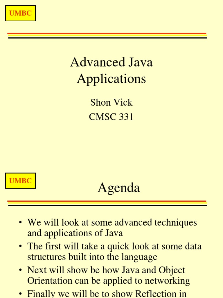 Advanced Java Applications Shon Vick Cmsc 331 Pdf Class Computer Programming Method