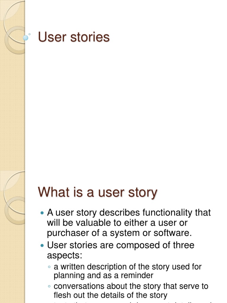User Stories Presentation | PDF | Agile Software Development | Software ...