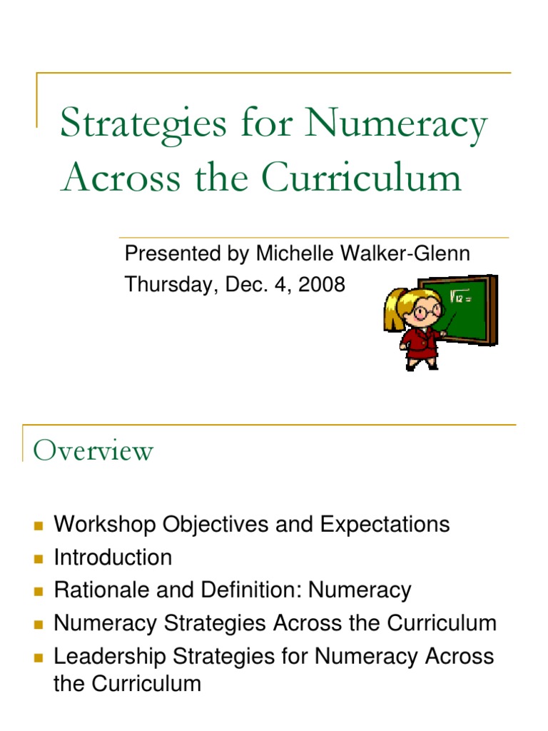 Strategies For Numeracy Across The Curriculum1 | PDF | Literacy ...