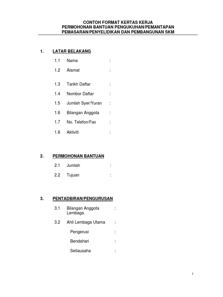 Contoh Kertas Kerja SKM | PDF