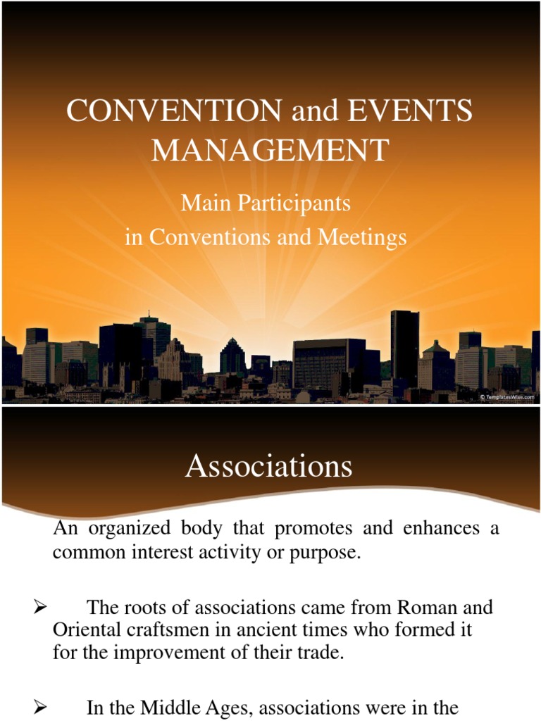 Convention and Events Management: Main Participants in Conventions and ...