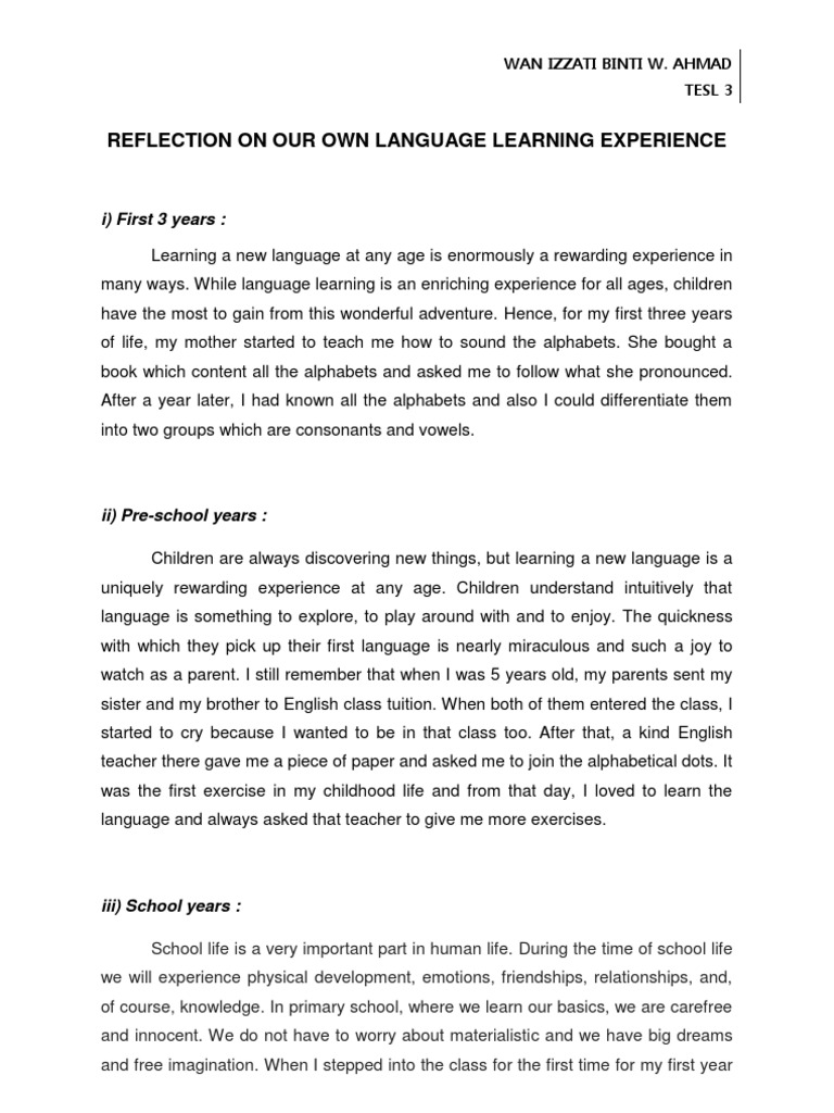 Reflection On Our Own Language Learning Experience | PDF | Alphabet ...