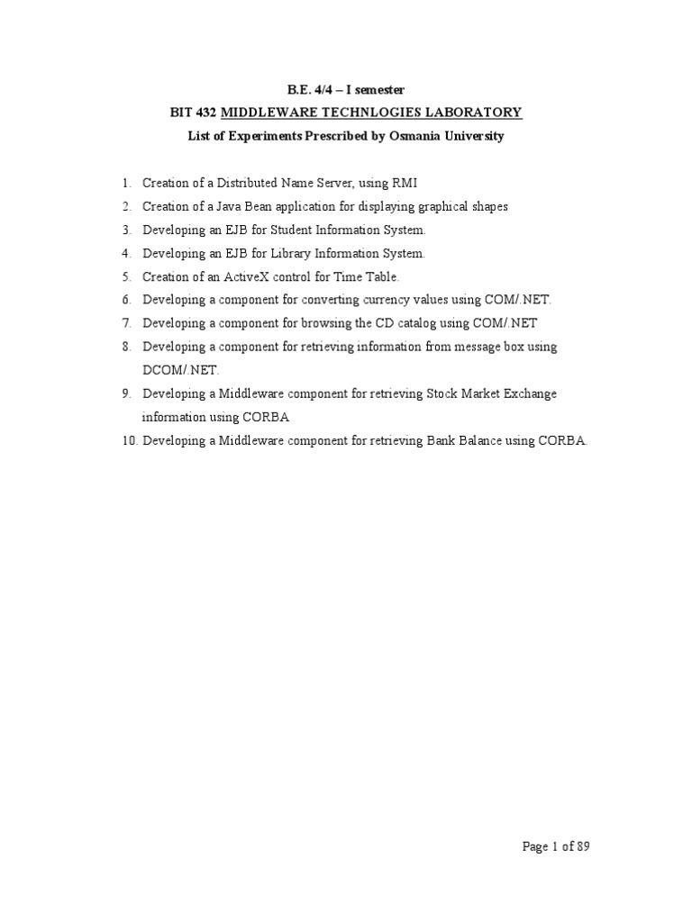 New - MWT LabManual V 2.0 | PDF | Enterprise Java Beans | Application Programming Interface