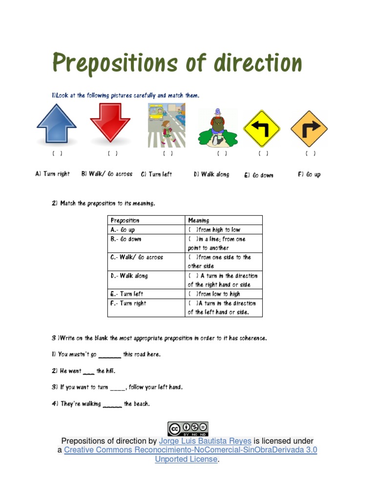 Prepositions of DirectionNV | PDF