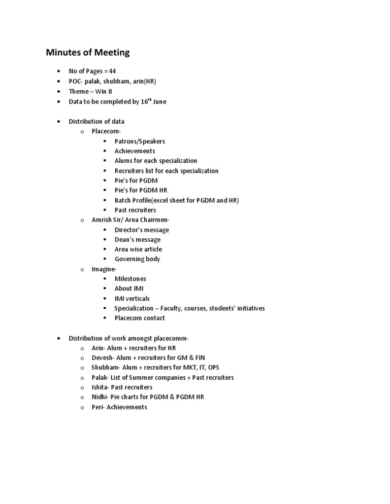 Meeting Minutes: Data Distribution Plan | PDF