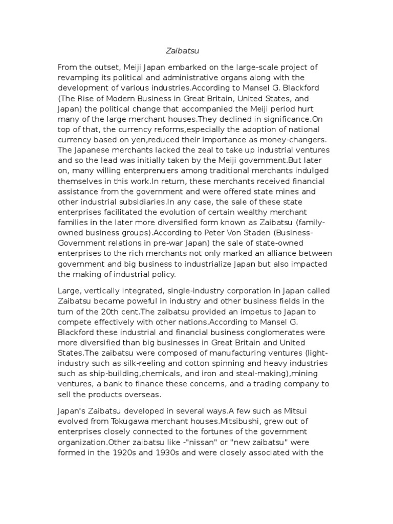 Zaibatsu | PDF | Empire Of Japan | Japan