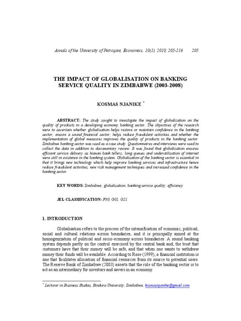 The Impact of Globalisation On Banking Service Quality in Zimbabwe ...