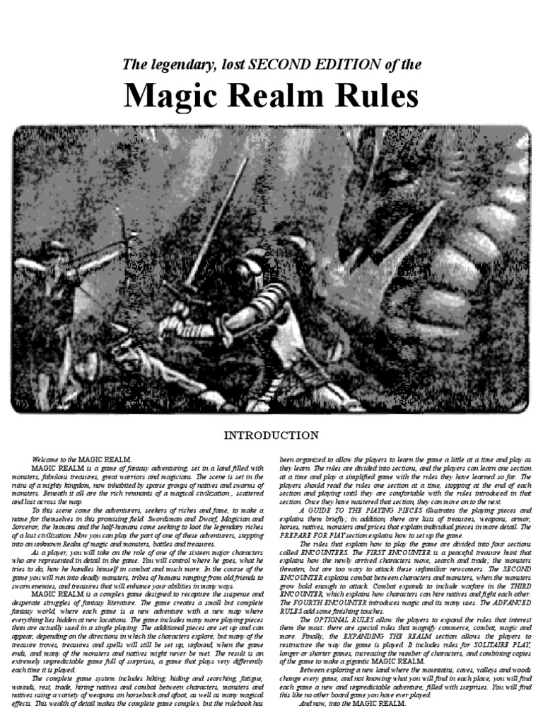 Magic Realm Rules 2nd Edition | PDF | Armed Conflict | Leisure