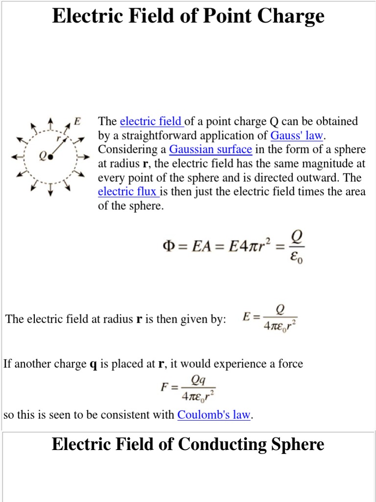 Electric Field of Point Charge | PDF | Electric Field | Sphere