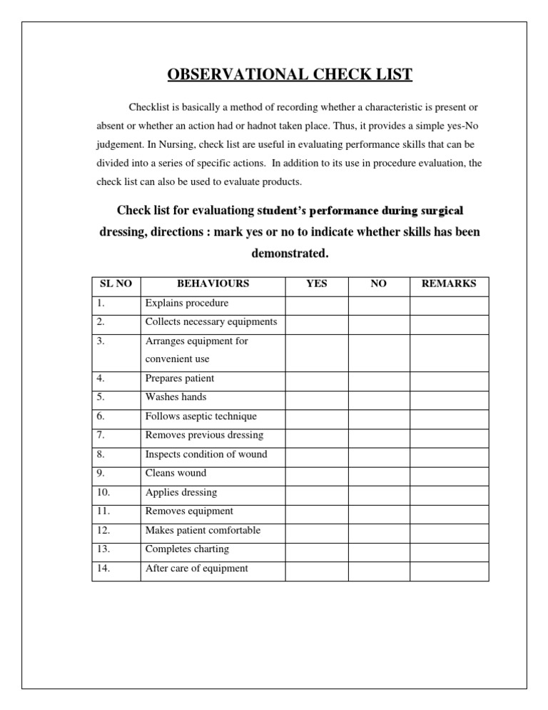 30.observational Check List | PDF | Science & Mathematics