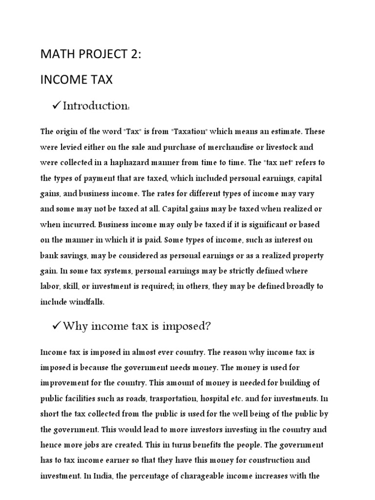 MATH PROJECT TOPIC 2 (Income Tax) | PDF | Capital Gains Tax | Income Tax