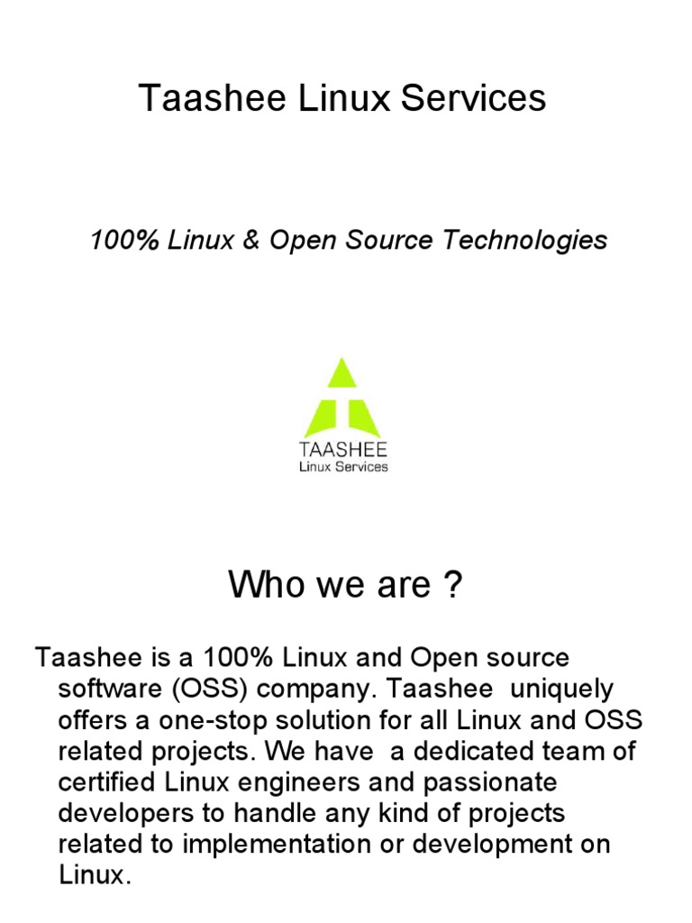 Taashee Company Profile | PDF | Red Hat | Linux
