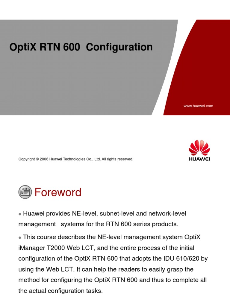 OptiX RTN 600 (IDU 610&620) Configuration-20080801-A | PDF ...