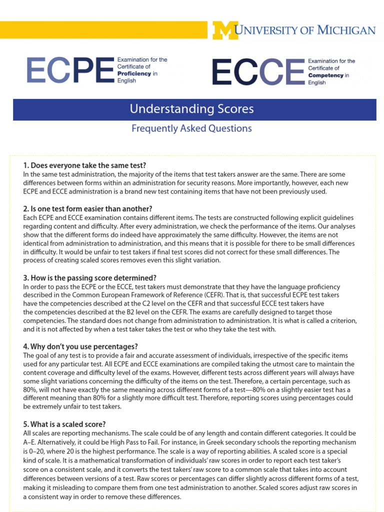 Understanding Scores in Michigan Tests | PDF | Test (Assessment) | Tests
