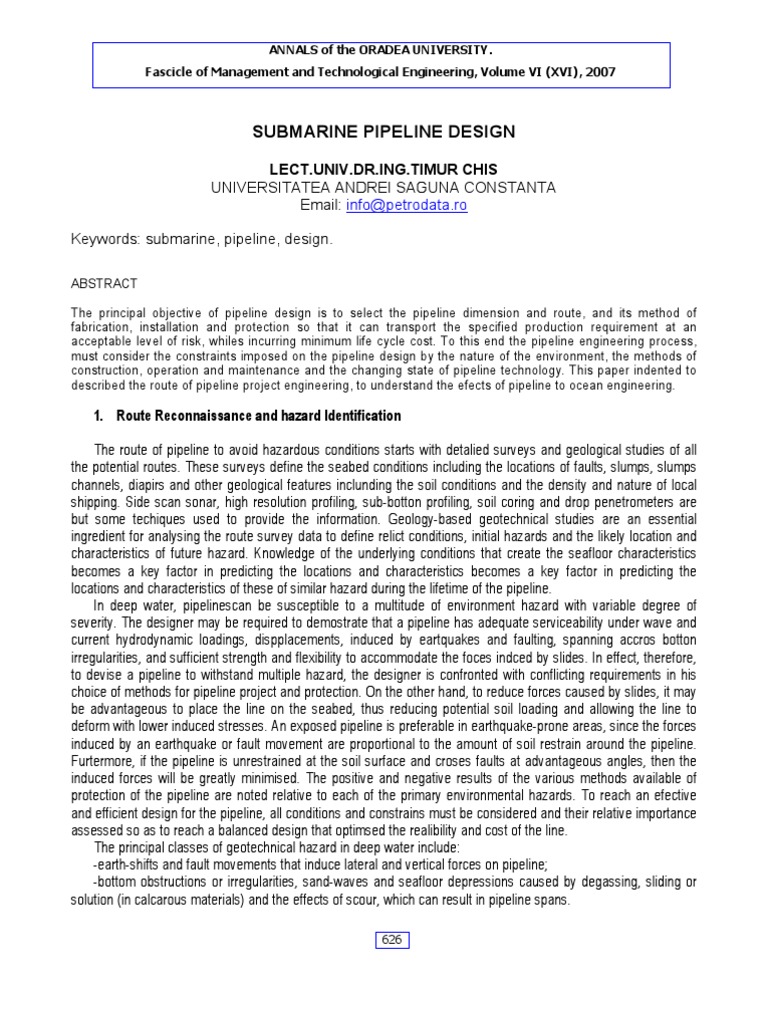 Submarine Pipeline Design | PDF | Geotechnical Engineering | Pipeline ...