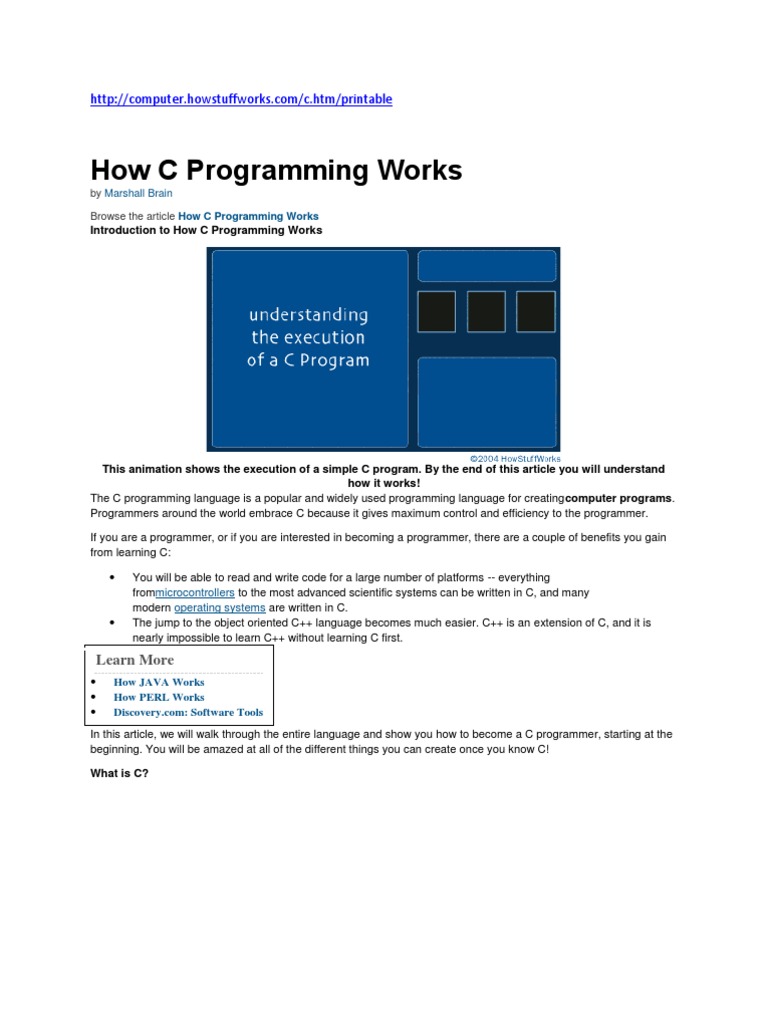 How C Programming Works By Marshall Brain Pdf C Programming Language Subroutine