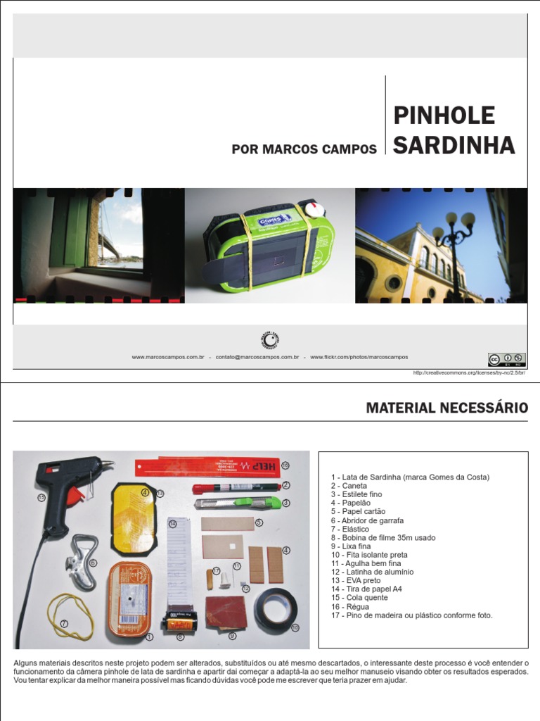 Tutorial Câmera PinHole Lata de Sardinha | PDF