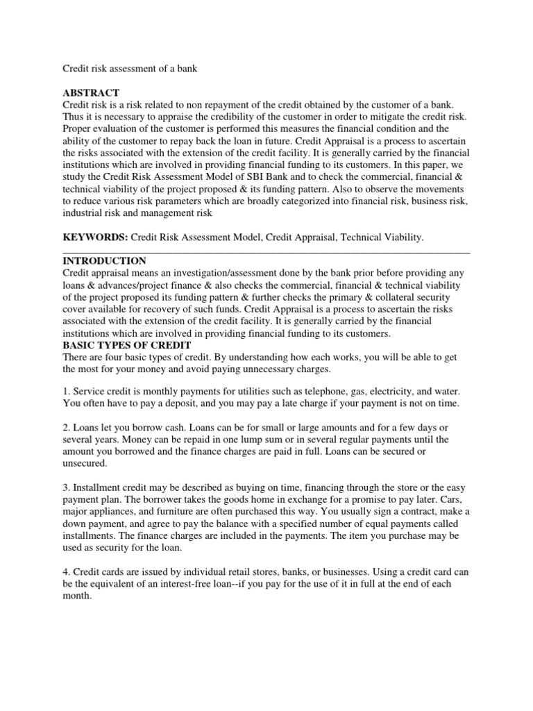 Credit Risk Assessment of A Bank | PDF | Credit (Finance) | Loans