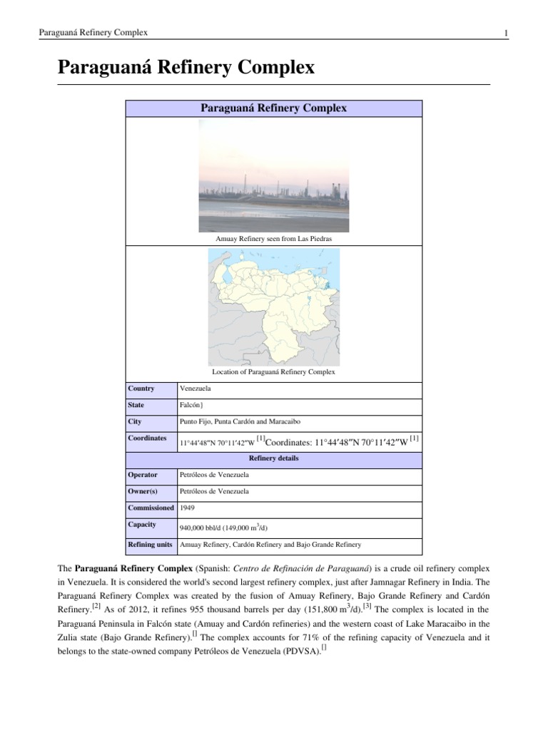 Paraguaná Refinery Complex | PDF | Petroleum Industry | Petroleum