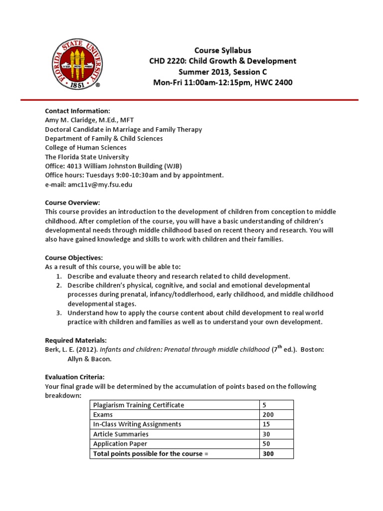 Syllabus | Childhood | Child Development