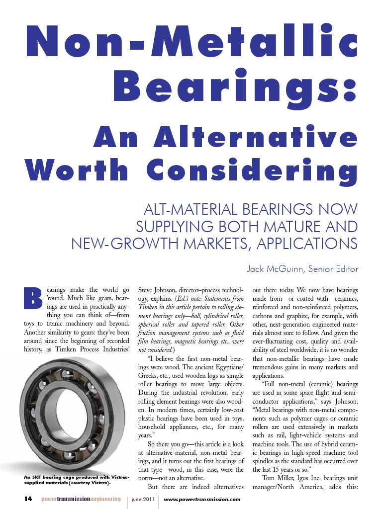 Bearings With Non Metal Materials | PDF | Bearing (Mechanical) | Plastic